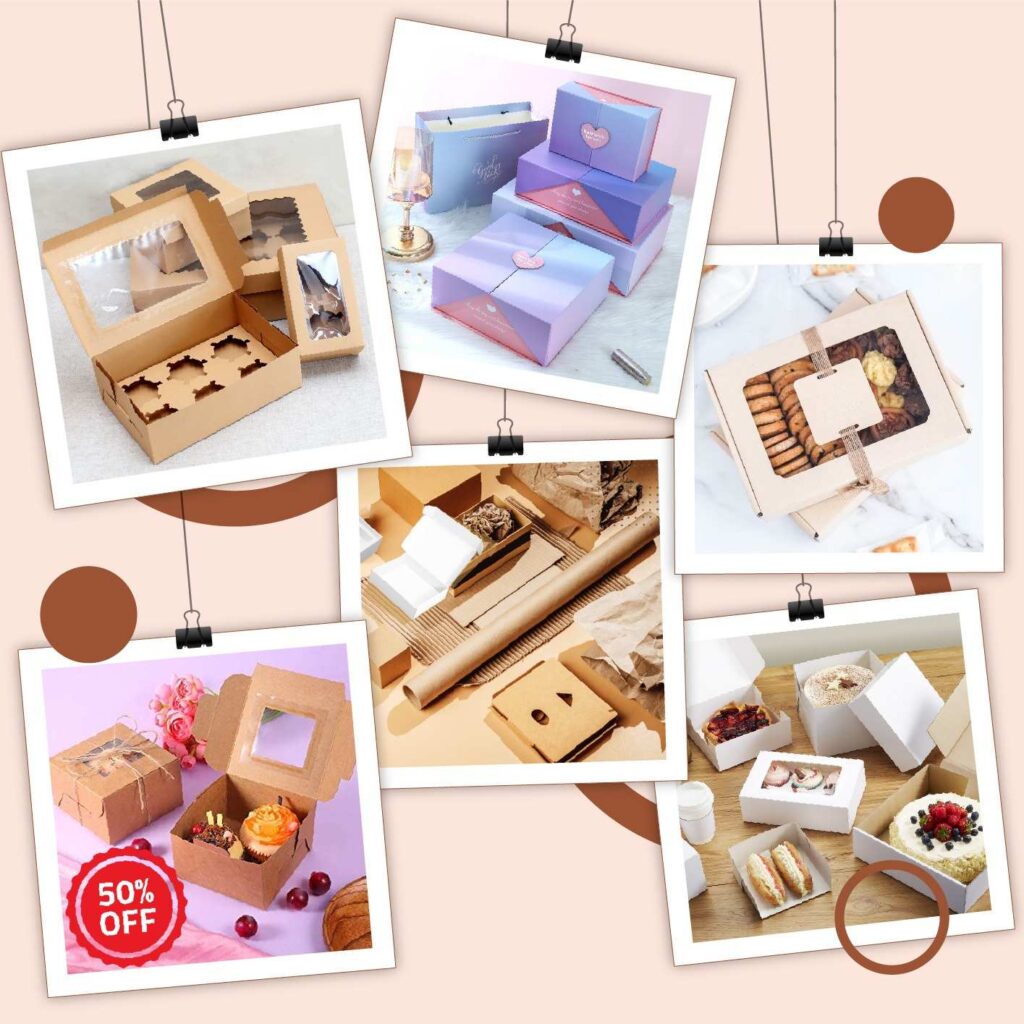 Custom Style Bakery Boxes With Divider | Handle | Insert | Window